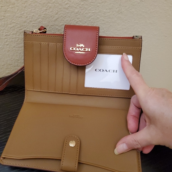 Coach | Bags | Coach Tech Wallet In Signature Canvas With Wild ...